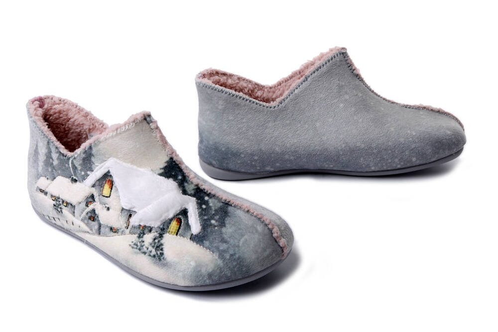 MANITU 340085-91 hellgrau, kapcie damskie - sklep e-kobi.pl